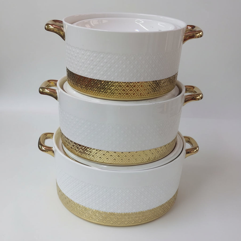 Ceramic Casserole Serving Dish Set 3 Pieces with Lids – Furaha Finds