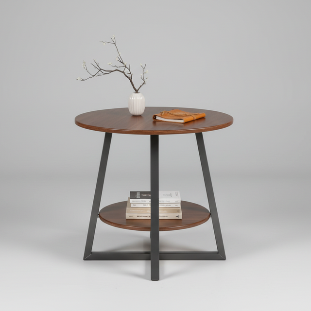 2 Layer Round 3 Legged Metal Frame Table | Top 60cm Bottom 30cm Height ...