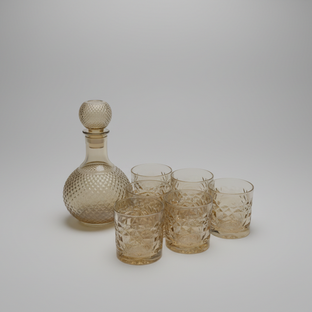 7pcs Crystal Gold Decanter Set | Luxury Glass Whiskey Wine Spirits Set ...