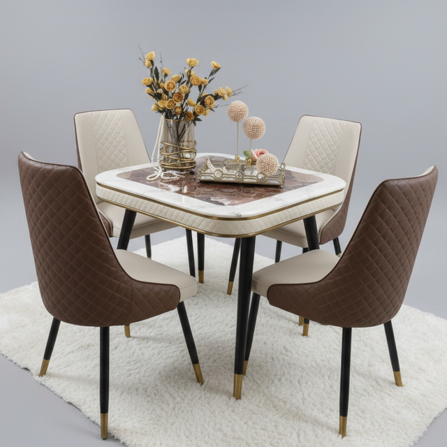 Square 4-Seater Dining Set - Sleek Modern Design Premium Comfort ...