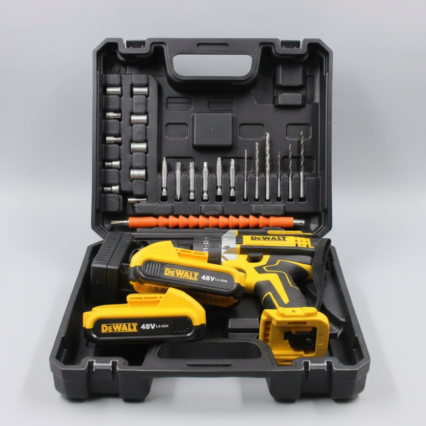 Cordless Drill Set - DeWalt 48V with 2 Batteries & Tool Box – Furaha Finds