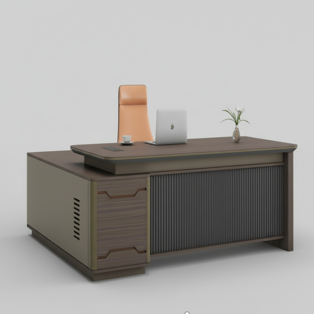 Executive Table - Modern 180cm x 160cm x 75cm with Storage | Wood Tone – Furaha Finds